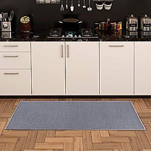 Machine Washable Modern Solid Design Non-Slip Rubberback 2x6 Traditional Runner Rug for Hallway, Kitchen, Bedroom, Living Room, 2'2" x 6', Gray
