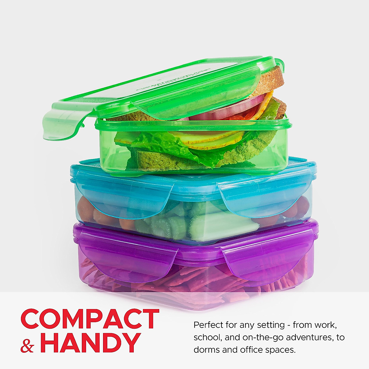 Tafura Sandwich Containers (3 Pack) Sandwich Box | Lunch Containers | Sandwich Containers for Lunch Boxes | Reusable Sandwich Holder, BPA Free