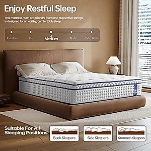 BCNUW King Size Mattress 14 Inch,Medium Firm,King Mattress in a Box,with Memory Foam&Coil Pocket Springs,Motion Isolation&Pain Relief&Lumbar Support,Enhanced Edge Support,Certified Safe Foam&Fabrics