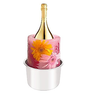 Fxswety Champagne Bucket Ice Mold Wine Bottle Chiller, DIY Your Own Wine Chiller Bucket with Flower Fruits Any Decoration for Special Parties Bar Holiday Wedding, Beautiful & Creative Decoration