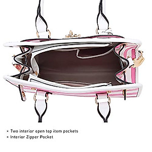 Dasein Women Handbags Top Handle Satchel Purse Shoulder Bag Hobo Bag Work Bag Set 2pcs (Pink/White)