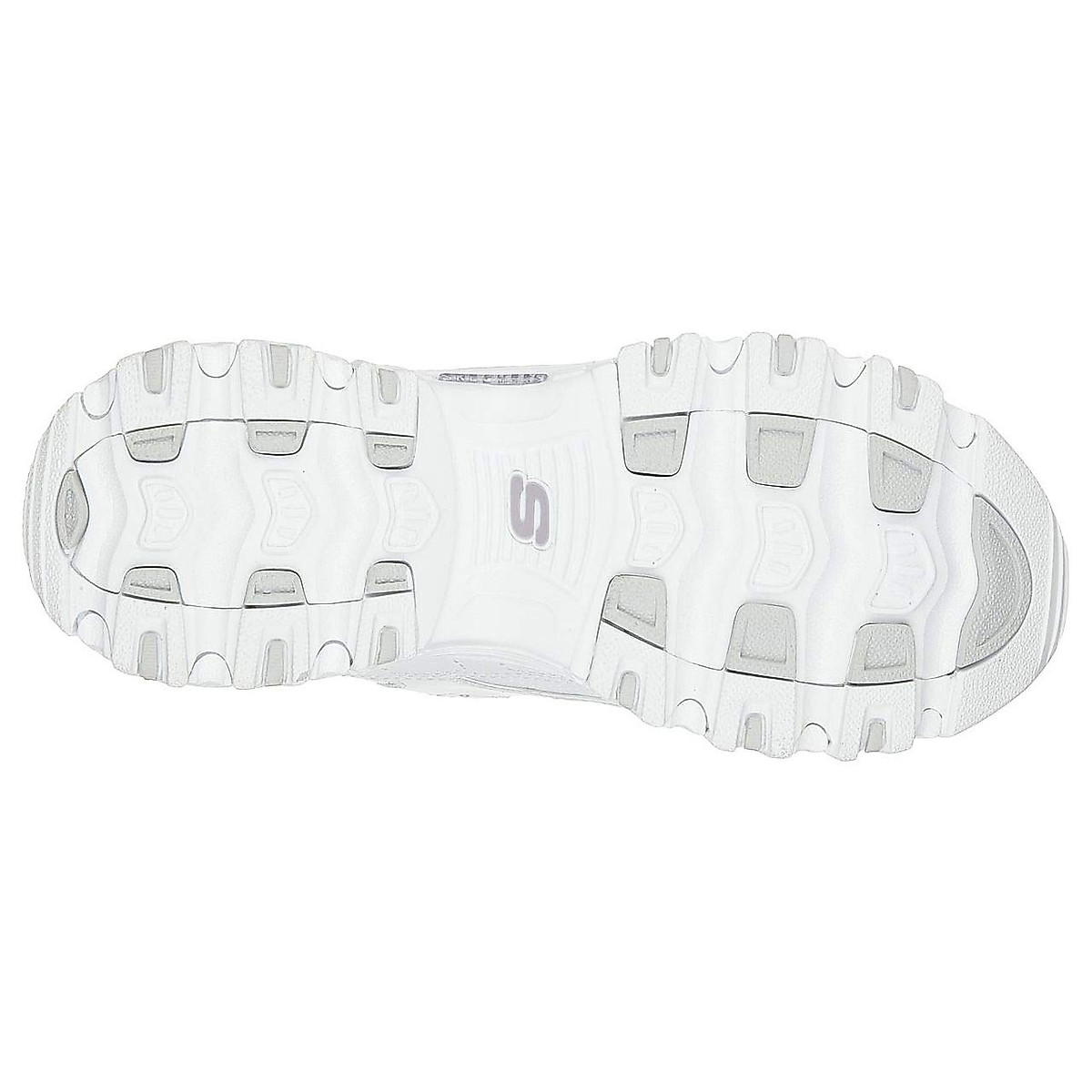 Skechers Women's D'Lites Memory Foam Lace-up Sneaker,White Silver,7.5 M US