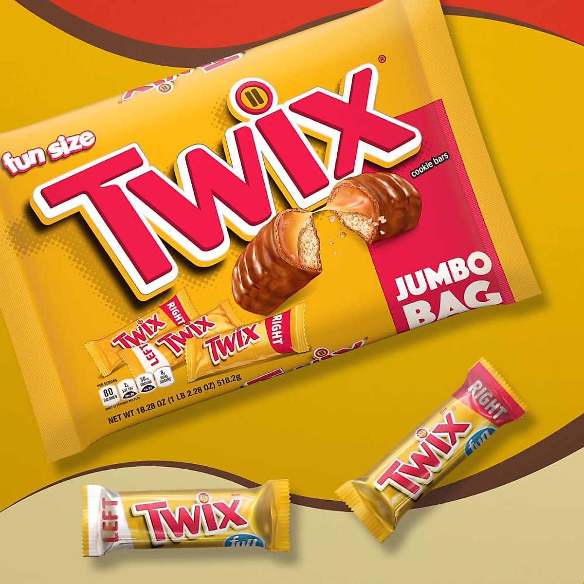 TWIX Fun Size Milk Chocolate Caramel St Patricks Day Candy Bars, 18.28 Oz Jumbo Bulk Candy Bag