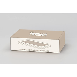 Furmaware 9.7" Rectangle Serving Plates, Ideal for Serving Your Favorite Platter Sized Perfectly for Appetizer, Sushi, Tapas, Taco, Dessert Platters, Raised Lip White Porcelain Tray - Set of 4