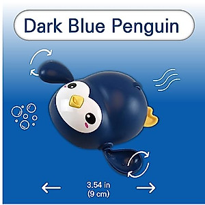 Konstantie Baby & Toddler Bath Wind-up Swimming Toys to Make Joyful Bath Time for Your Children (Dark Blue Penguin, Pink Frog, Mint Penguin, 3-Packs)