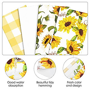 RUODON 4 Pack Sunny Sunflower Dish Towels Fast Drying Baking Kitchen Towels Tea Towels for Daily Kitchen Home Cleaning, 22.5 x 16 Inches