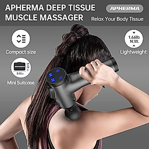 APHERMA Massage Gun, Muscle Massage Gun for Athletes Handheld Deep Tissue Massager Tool 30 Speed Levels 10 Heads