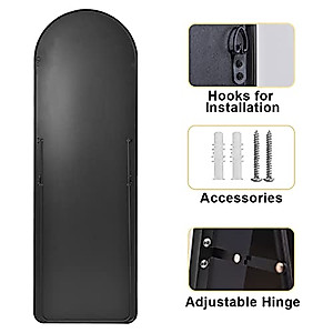 GLSLAND-21 x64 Full Length Floor Mount Mirror-Aluminum Alloy Frame-Arch Mirror Full Length HD-Full Body Mirror-for Bedroom or Living Room, Black