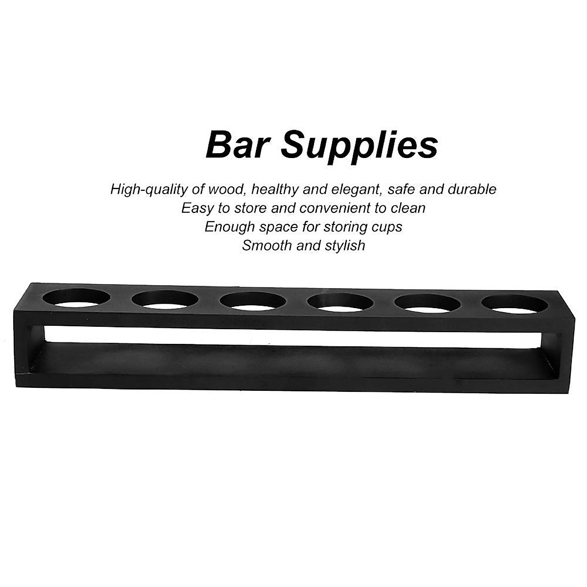 Shot Glasses Cocktail Holder, Shot Glass Tray Holder Organizer Drinks Serving Board Organizer 6 Holes Wooden Drinks Paddle Black Shot Glass Serving Tray for Home Party Bar(01)