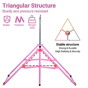 Gymbarpro Gymnastics Bars for Kids, Adjustable Horizontal Bar, Junior Training Bars Folding Monkey Bars for Beginner Practicing Home Kids Gymnastics Equipment for Home (Pink Upgrade)