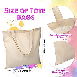 20 Pcs Natural Cotton Tote Bags 15 x 16 Inch Blank Canvas Tote Bag Bulk Reusable Grocery Bag with Handles and PTEF Sheet Beach Cloth Bags Large Shopping Bag for Iron on Heat Transfer Vinyl DIY Craft
