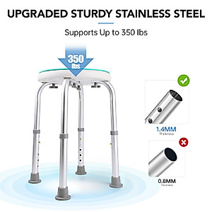 Shower Stool for Inside Shower,Adjustable Shower Chair for Inside Tub with Anti Slip Bath Seat, Small Shower Chair for Elderly and Disabled, Adjustable Bath Stool Shower Seats for Adults 350 lbs