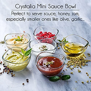 Volarium Mini Glass Bowls for Dipping Sauces, Condiments, Salsa, Mini Parfaits and Fruit Salads, Individual Portions of Appetizers and Portion-Controlled Desserts, Set of 6 (2 1/4 oz)