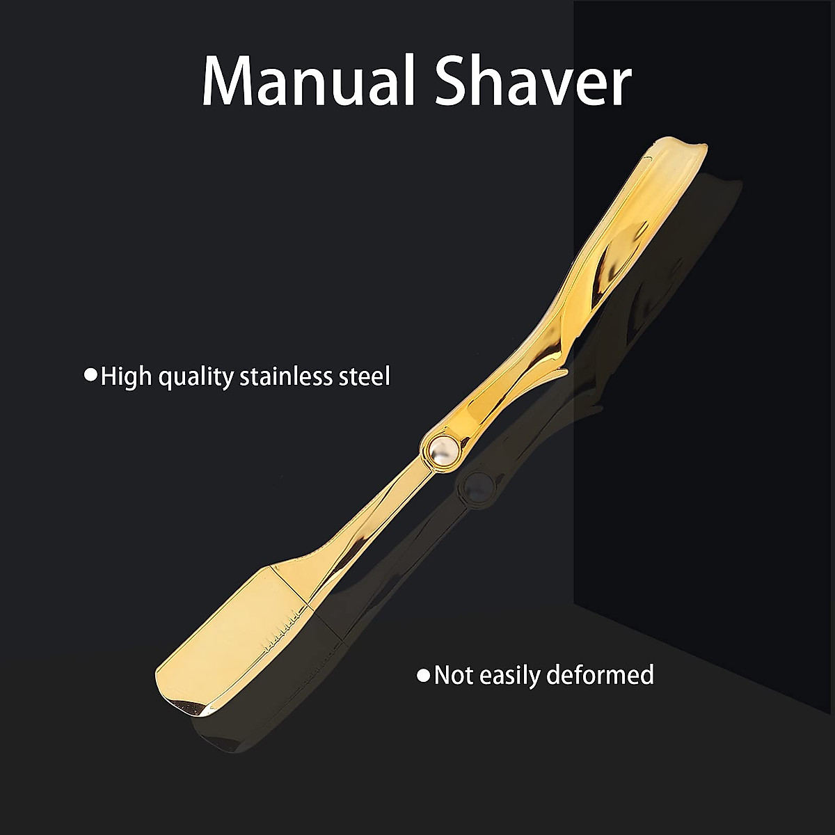 Razor Professional Foldable Straight Razor Barber Men's Razor Shaver Plating Blade Holder Razor Holder for Precise Beard Wet Shave(Golden plating)