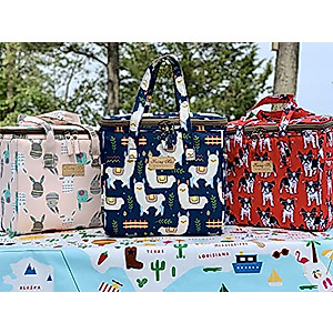 Kwang Min Llama Insulated Lunch Bag, Reusable Cooler/Organizer for Office,School,Picnic,Party,Beach.Durable fabric w/Water &Scratch Resistance,Light, EZ to Clean,Ideal Gift for BTS/Normal(Navy)