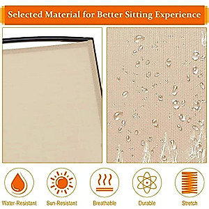 Giantex Patio Bench Glider Chair with Metal Frame, Center Tempered Glass Table, Outside Double Rocking Swing Loveseat for Porch, Garden, Poolside, Balcony, Lawn Rocker Outdoor Glider Bench(Beige)