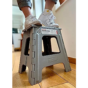 Kikkerland Rhino Tall Folding Step Stool (Grey)