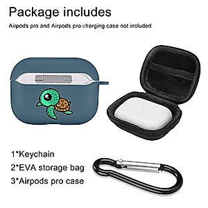 Turtle Case Compatible with Airpods Pro Blue Soft TPU, Supports Wireless Charging Shockproof Protective Cover for Airpods Pro