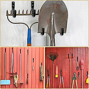 KURUI Heavy Duty Garage Hooks for Hanging, 6Pcs Large Garage Storage Hooks for Extension Cord Tool Cable, Black Wall Mount J Utility Hooks with Wall Anchors and Screws