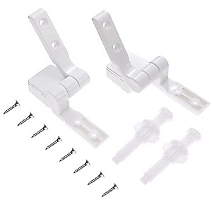 Canomo Universal White Plastic Toilet Seat Hinges Replacement with Bolts Screw and Nuts for Toilet Seats Lids, 1 Pair
