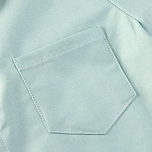 OCHENTA Boys' Short Sleeve Button Down Dress Shirt, Kids Casual Oxford Tops Green Tag 130CM - 5-6 Year