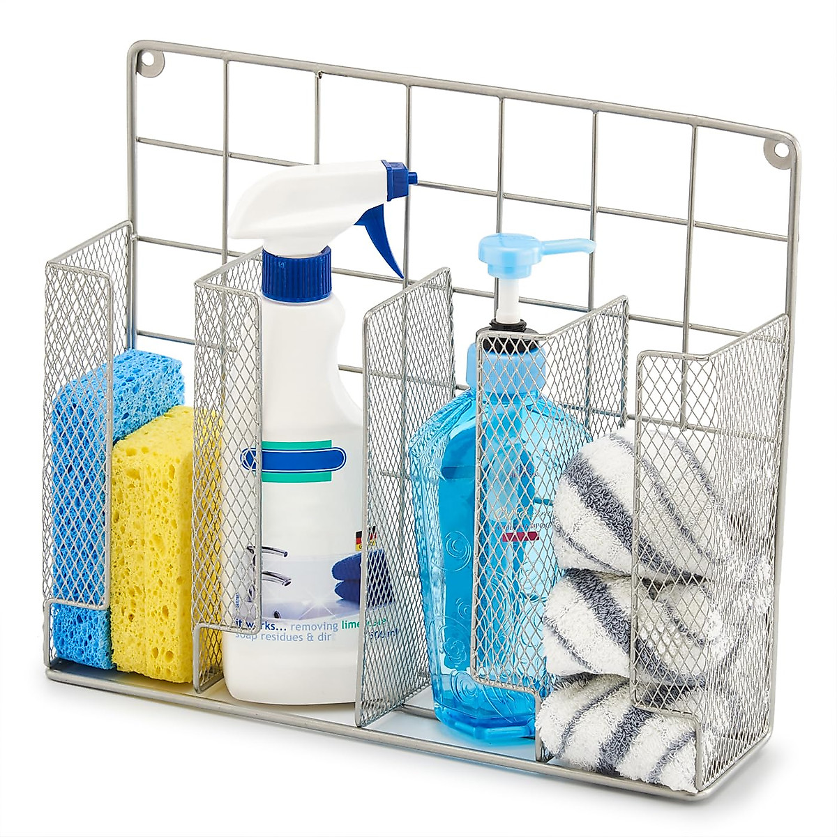 EZOWare Wall and Cabinet Door Mount Kitchen Wrap Organizer Rack Holder For Organizing Food Storage Bags, Aluminum Foil, Plastic Wrap, Wax Paper, Metal Silver