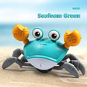 Aprilwolf Escape Crawling Crab, Tummy Time Baby Toys, Sensing Interactive Walking Dancing Toy with Music Sounds & Lights, Infant Fun Birthday Gift Toddler Boy Girl Pet Dog