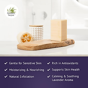 Southern Natural Goat Milk Soap Bar (Lavender 3 Pack) For Dry Sensitive Skin. Natural, Handmade Soap For Men, Women, Kids & Baby. Use On Face & Body