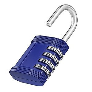 ZHEGE Combination Lock, 4 Digit Outdoor Waterproof Padlock for School Gym Locker, Fence, Gate, Toolbox (Blue)