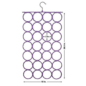 Marcus Mayfield Scarf Hanger & Closet Organizer, The No Snags Best Space Saving Scarf & Tie Hanger & Holder for Scarves, Pashminas & Infinity Scarves | Stores Over 2 Dozen Accessories (1-Purple)