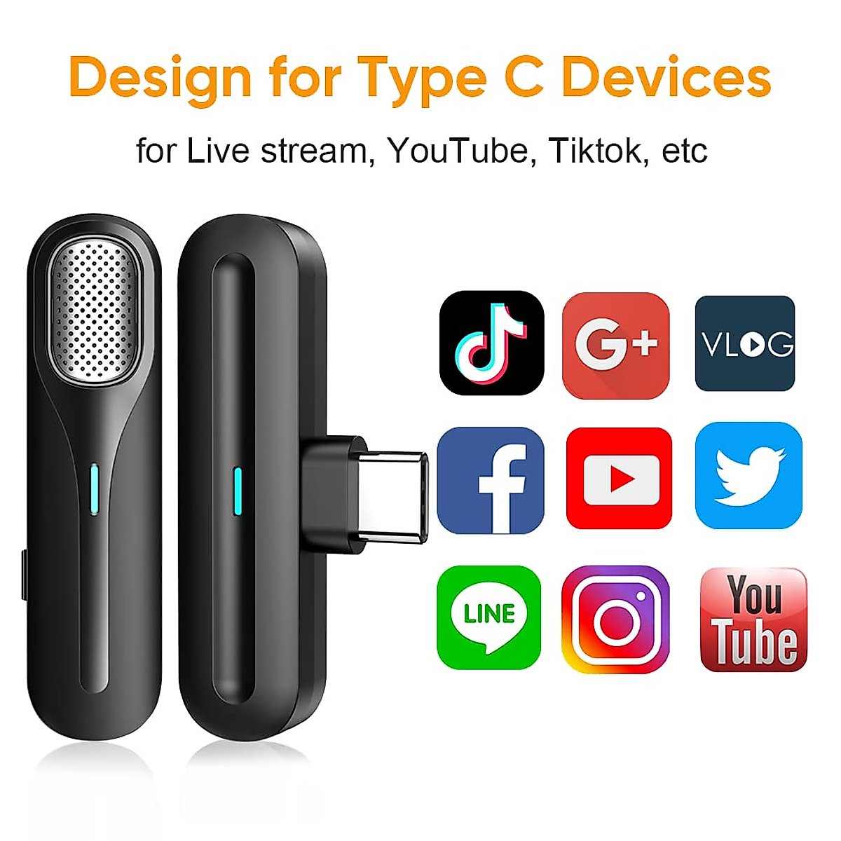 Jassco Wireless Lavalier Microphone for Android USB C Phone, Noise Reduction Lapel Mic Clip with Charging Case Recording, YouTube, Facebook LiveStream, Vlog, TikTok (No APP or Bluetooth Needed), DX01
