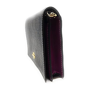 COACH Women's Anna Foldover Crossbody Clutch (Signature Canvas - Brown - Dark Magenta)