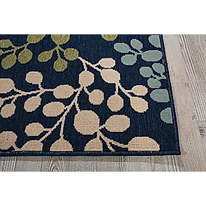 Nourison Caribbean Contemporary Navy 2'6" x 4' Area -Rug, Easy -Cleaning, Non Shedding, Bed Room, Living Room, Dining Room, Kitchen (2x4)