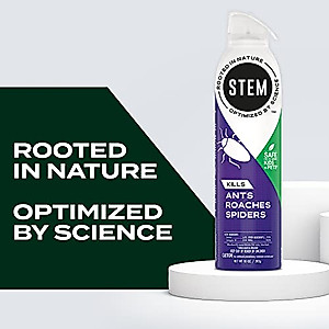 STEM Kills Ants, Roaches and Spiders: Plant-Based Active Ingredient Bug Spray, Botanical Insecticide for Indoor and Outdoor use; 10 oz