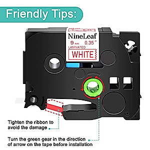 NineLeaf 4PK Compatible for Brother P-Touch TZe-222 TZe222 TZ-222 TZ222 9mm 0.35 Inch 3/8'' White on Red Laminated Ptouch Label Tape Work in PT-D800W PT-E200 PT-E300 PT-E500 PT-E550W Label Maker