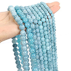 45pcs 8mm Blue Chalcedony Jades Natural Stone Beads for Jewelry Making，Energy Stone Healing Power，Enjoy DIY Fun