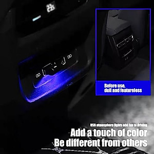 ZKFAR 4 PCS Car USB Multi-Function Ambient Light, DC 8-12V 3258-2SMD RGB High-Brightness Button-Adjustable Night Light, Type with Photosensitive Sensor, Suitable for Most Models (Blue)