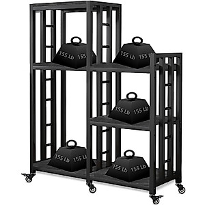 6-Tier Kitchen Bakers Rack Storage Shelf with Wheels, Utility Plant Stand/ Mini Fridge & Microwave Oven Stand Table, Coffee Bar, Adjustable Kitchen Shelves Freestadning for Home Office Patio