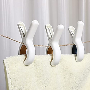 VICASKY Outdoor Towel Rack 12pcs Beach Towel Clips Quilt Drying Clothespins Windproof Clothes Clamps Plastic Laundry Clips Pipe Fixing Clamps for Clothes Quilt Pool Chairs Blue Chip Clip