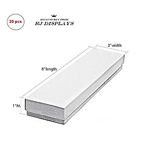 Pack of 20 Boxes Elegant White Paper Cotton Filled Boxes Jewelry Bracelet, Watches, Necklace and Anklet Gift Displays 8" x 2" x 1" Inches #82