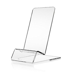 KeCool Universal Mobile Cell Phone Stand Clear Acrylic Display Mount Holder - Durable Transparent Rack Stand Holder for iPhone X 8 7 6s Plus 5s Samsung Huawei Max 5.5" Smartphone Shown (2 Packs)