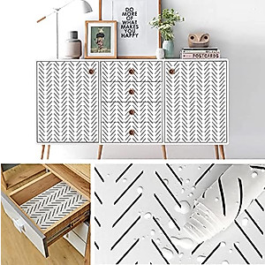 Orainege Black and White Peel and Stick Wallpaper Herringbone Contact Paper for Bathroom 17.7inch x 118.1inch Black Chevron Removable Wall Paper Peel and Stick Modern Geometric Self Adhesive Wallpaper