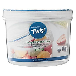 LOCK & LOCK Easy Essentials Twist Food Storage lids/Airtight containers, BPA Free, Short-22 oz-for Fruits, Clear