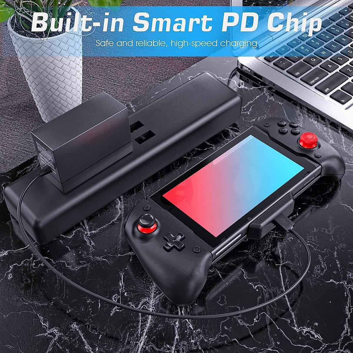 OIVO Controller Compatible with Nintendo Switch Handheld Mode, with Buit-in Upgraded PD Chip, Comfortable & Ergonomic Controller with 6 Gyro Axis, Double Motor Vibration (Renewed)