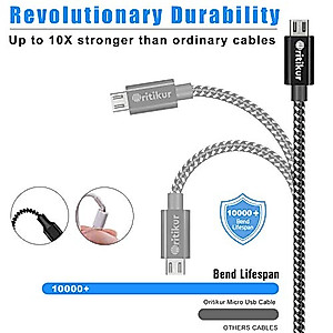 KOOWOD PS4 Controller Charger Charging Cable – 2 Pack 10FT Nylon Braided Micro USB 2.0 High Speed Data Sync Cord for Playstation 4, PS4 Slim/Pro, Xbox One S/X Controller, Android Phones (2 Pack)