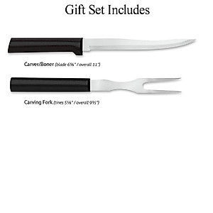 RADA Carving Knife Set – Black Handled 2-Piece Carving Set With Knife Sharpener