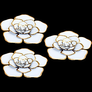 Chuangdi 3 Pieces Large Wall Metal Flowers Multiple Layer Home Decoration for Indoor Outdoor Home Garden Office Living Room Garden Porch Patio (White,8 Inch)