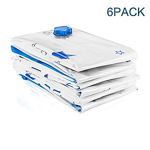 Premium Reusable Vacuum Storage Bags with Hand Pump, Jumbo 6 pack (40"X30"), Durable Compression Bags for Clothes Blankets Comforters Pillows, Double Zip Seal & Leak Valve