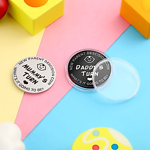 2 Pieces Fun New Parents Decision Coin Double-Sided Decision Making Coin New Baby Presents Pregnancy Presents for First Time Mom New Dad Presents for Christmas Thanksgiving Silver and Black