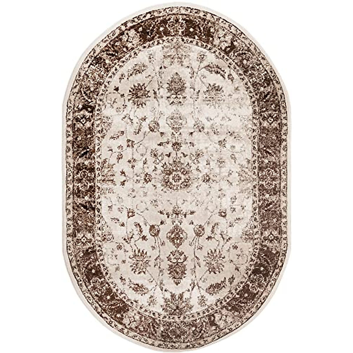 Unique Loom Rushmore Collection Area Rug - Lincoln (5' 3" x 8' Oval, Cream/Beige)